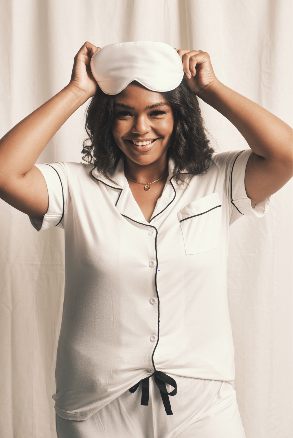 Aria Bamboo Pyjama Set in Navy